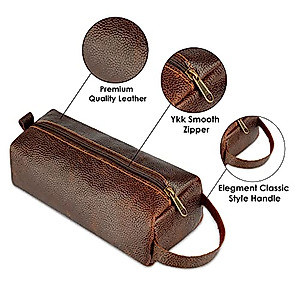 CestAntiQ Leather Large Pen Case Makeup Pouch Parts Tool Bag Storage Office Home