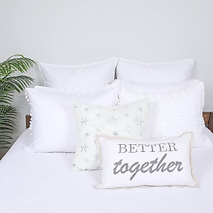 Boho Pillow Shams Set of 2 20x26 White Cotton with Hand-Made Tassel Zipper Closure for Bohemian Countryside Farmhouse Standard Size by JNG Kraftlab