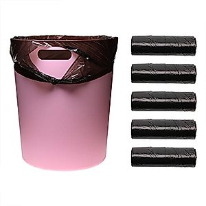 Mini Skater 100 Counts 5 Rolls Medium Trash Bags Garbage Bags Extra Strong Thicken Plastic Trash Bag Can Bin Liners Wastebasket for Bathroom Bedroom Home Kitchen Office Garden (Black)