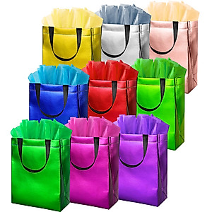 BLEWINDZ Colorful Gift Bags with Tissues – 9PCS Reusable Gift Bags Medium Size - Ideal for Goodie Bags, Birthday Gift Bag, Party Favor Bags, Shopping Bags