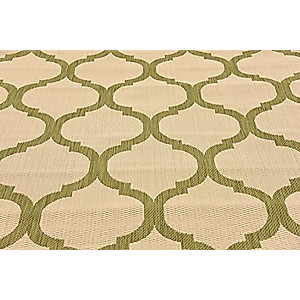 Unique Loom Outdoor Trellis Collection Area Rug - Moroccan (7' 1" x 10' Rectangle, Beige and Olive/ Beige)