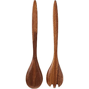 Lipper International Acacia Oblong Salad Servers, 12" Long, One Pair