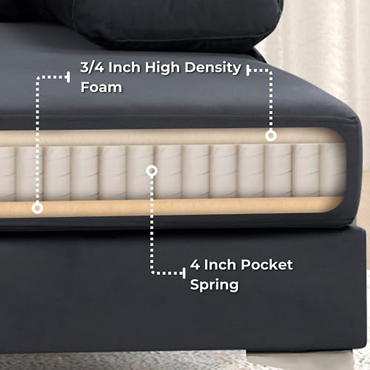 Casa Andrea Milano Modern Large Velvet Fabric U-Shape Sectional Sofa, Double Extra Wide Chaise Lounge Couch