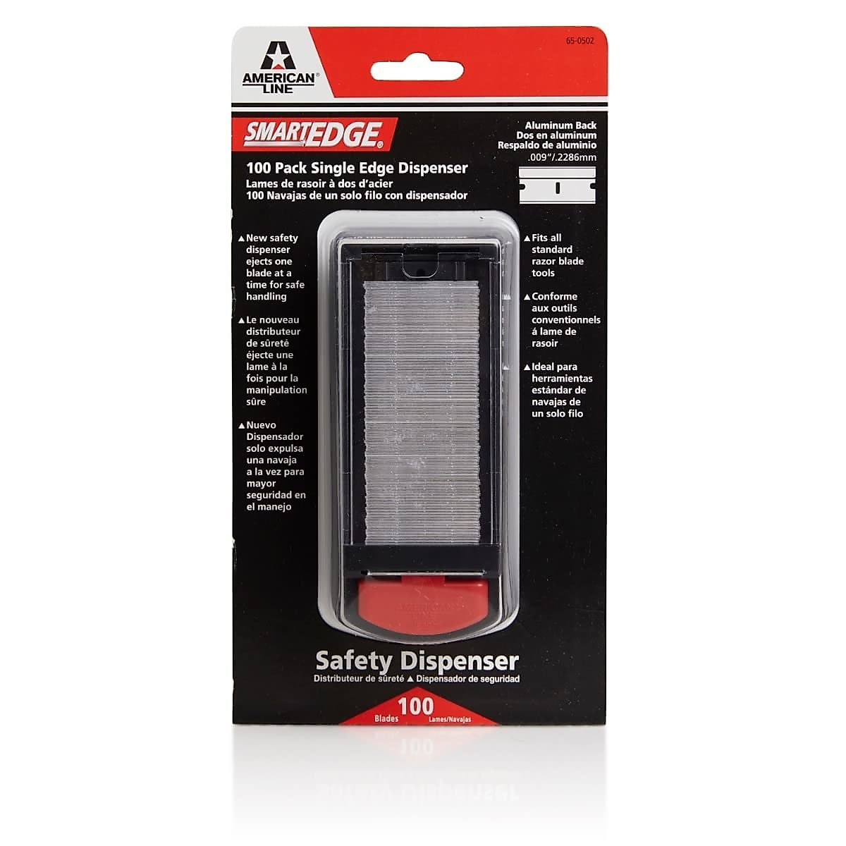 American Line Single Edge Razor Blades with Pop Up Dispenser - Case Pack (12 Dispensers, 1200-Blades) - 0.009" Heavy Duty High Carbon Steel for Extra Durability and Long Life