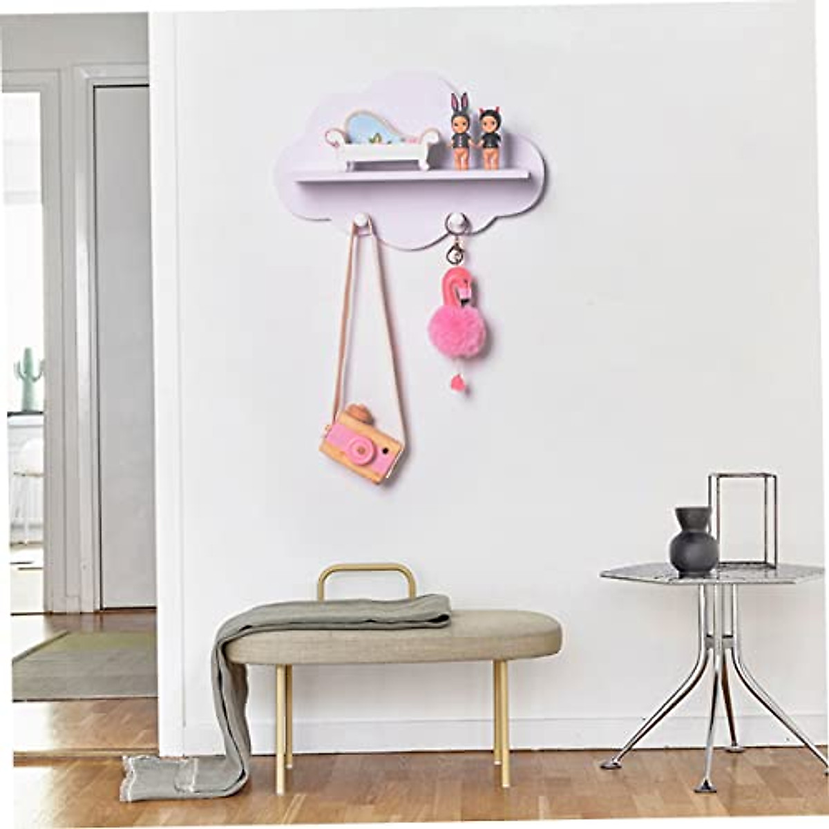 Eioflia Cloud Shape Wood Floating Shelf Cloud Wall Shelves Wall Mounted Shelving Coat Hanger Storage Rack Nursery Accessories Home Kitchen Storage Organisation Racks Shelves Drawers Floating Shelves