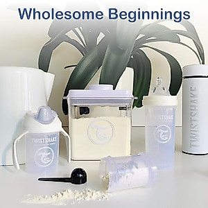 TWISTSHAKE Milk Powder Storage Container with Spoon 1700 ml - Sealed Milk Powder Dispenser with Airtight Lid - One-Handed Operation - BPA Free - White