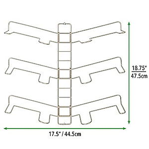 mDesign Modern Metal Shoe Organizer Display & Storage Shelf Rack - Adjustable Shelves Hang & Store Kicks, Running, Basketball, Trainers, Tennis Shoes - 3 Tier, Wall Mount - Holds 6 Shoes - Satin