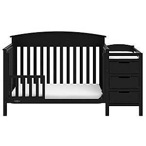 Home Square 2-Piece Set with 5 in 1 Crib & 2-in-1 Crib Mattress in Black
