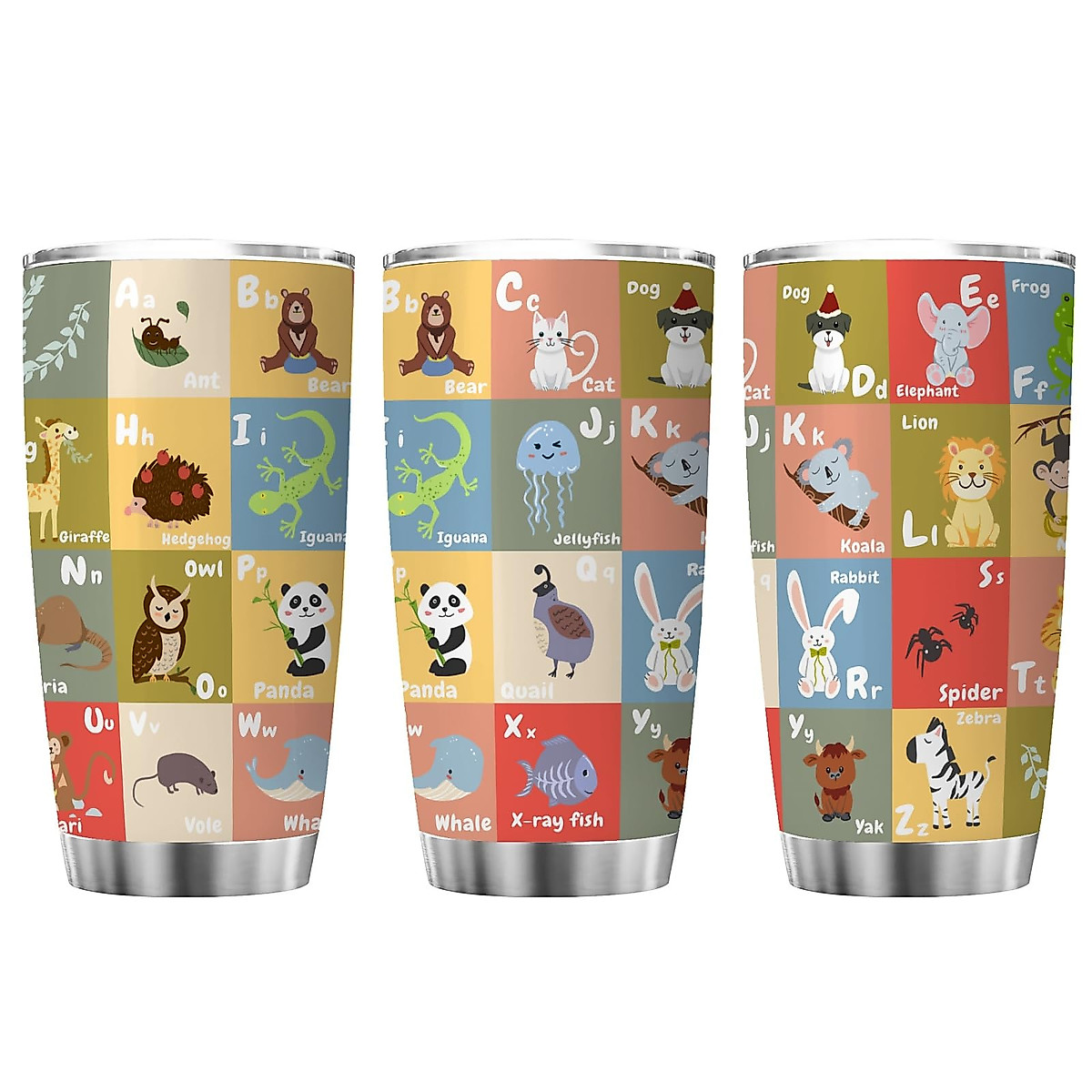 Animals Tumbler With Flip Lid Stainless Steel Coffee Cups Insulated Travel Tumbler for Hot and Cold Drinks Travel Mug for Hiking Camping Office Coffee Cups Animals 20oz