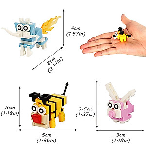 IAMGlobal 12 Mini Animal Building Blocks Toy Set, Animals Figures Stem Toys, Party Supplies Gifts Party Favor for Kids, Goodie Bags, Birthday, Carnival Prizes
