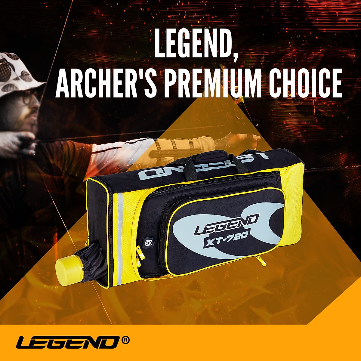 Legend XT720 Bow Backpack for Recurve Bow - Nylon Takedown Recurve Archery Bow Bag - Storage Compartments for Accessories & Gear - Protective Padding for Equipment Safety - Includes Arrow Tube Case