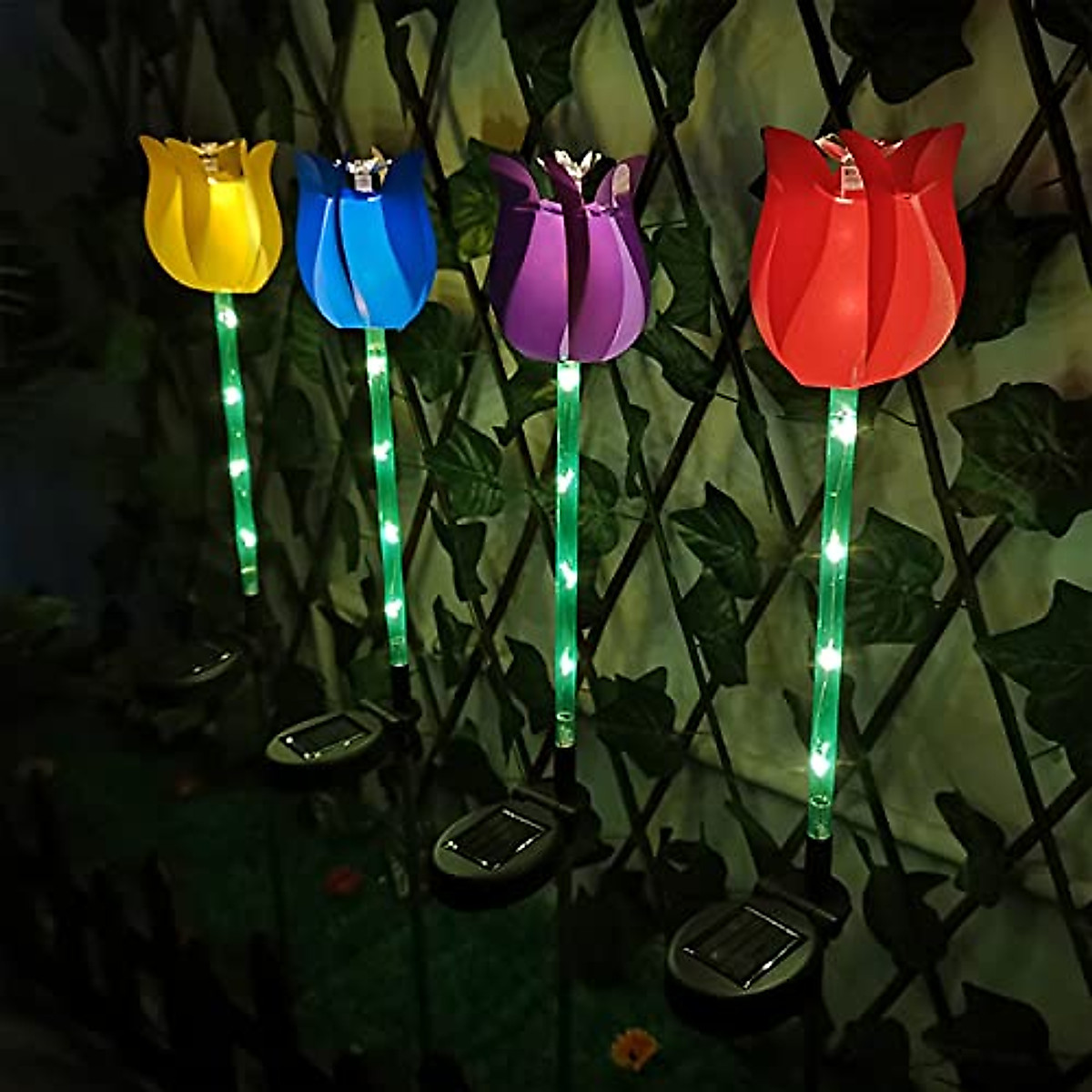 ACJRYO Solar Garden Stake Lights, 2 Pack Tulip Solar Garden Lights Waterproof LED Solar Decorative Powered Lights for Garden Pathway Walkway Patio Lawn Yard Cemetery, Blue