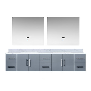 Bell+Modern Sonoma 84 in. W x 22 in. D Dark Grey Double Bath Vanity, Carrara Marble Top and 36 in. LED Mirrors