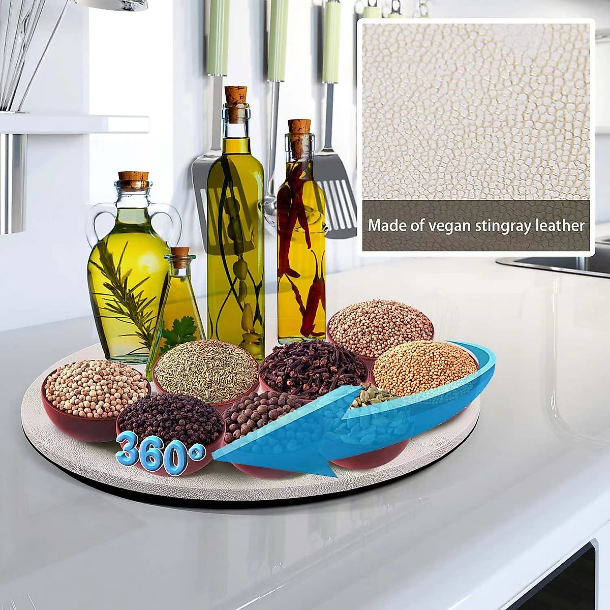 Sophinique 16 inch Stingray Lazy Susan Kitchen Turntable for Pantry Cabinet Or Table,Lazy Susan Organizer,Kitchen Turnable, Lazy Susan Rotating Turntable Dinning Tabletop (Grey)