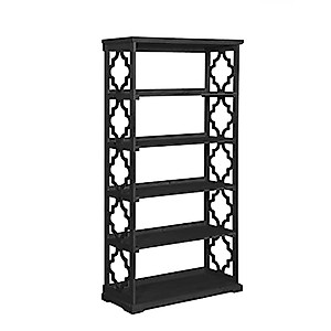 Powell Furniture Turner Bookcase, Black, 36.5" x 15.8" x 72"
