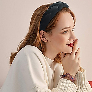 RINVEE Headbands for Women Velvet Braided Headbands Fashion Hairband Criss Cross Hair Accessories, Black