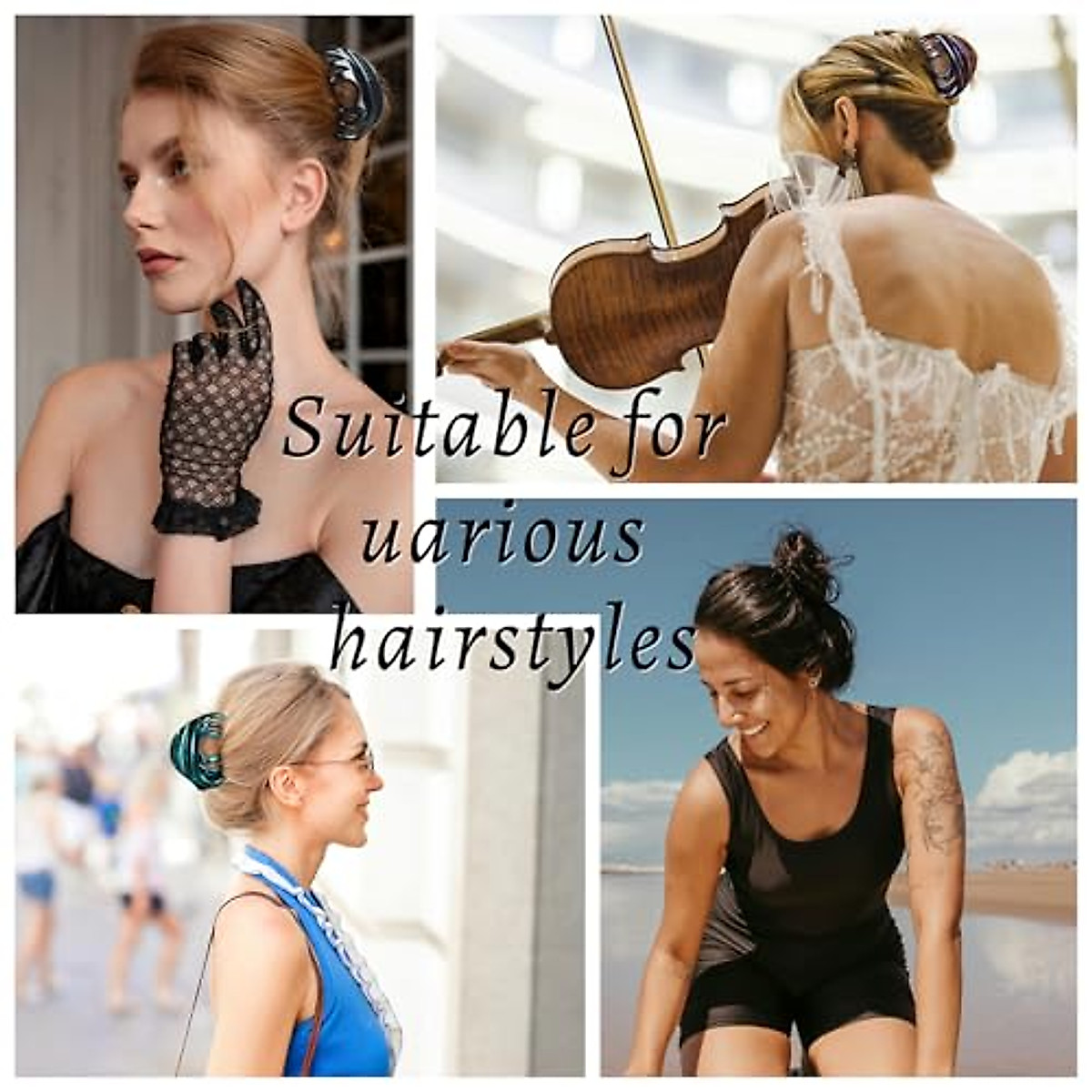 Large Hair Claw Clips With Strong Hold for Women - 4 Inch Non-Slip Octopus Clamps for Long Thick Hair (3 Pack)