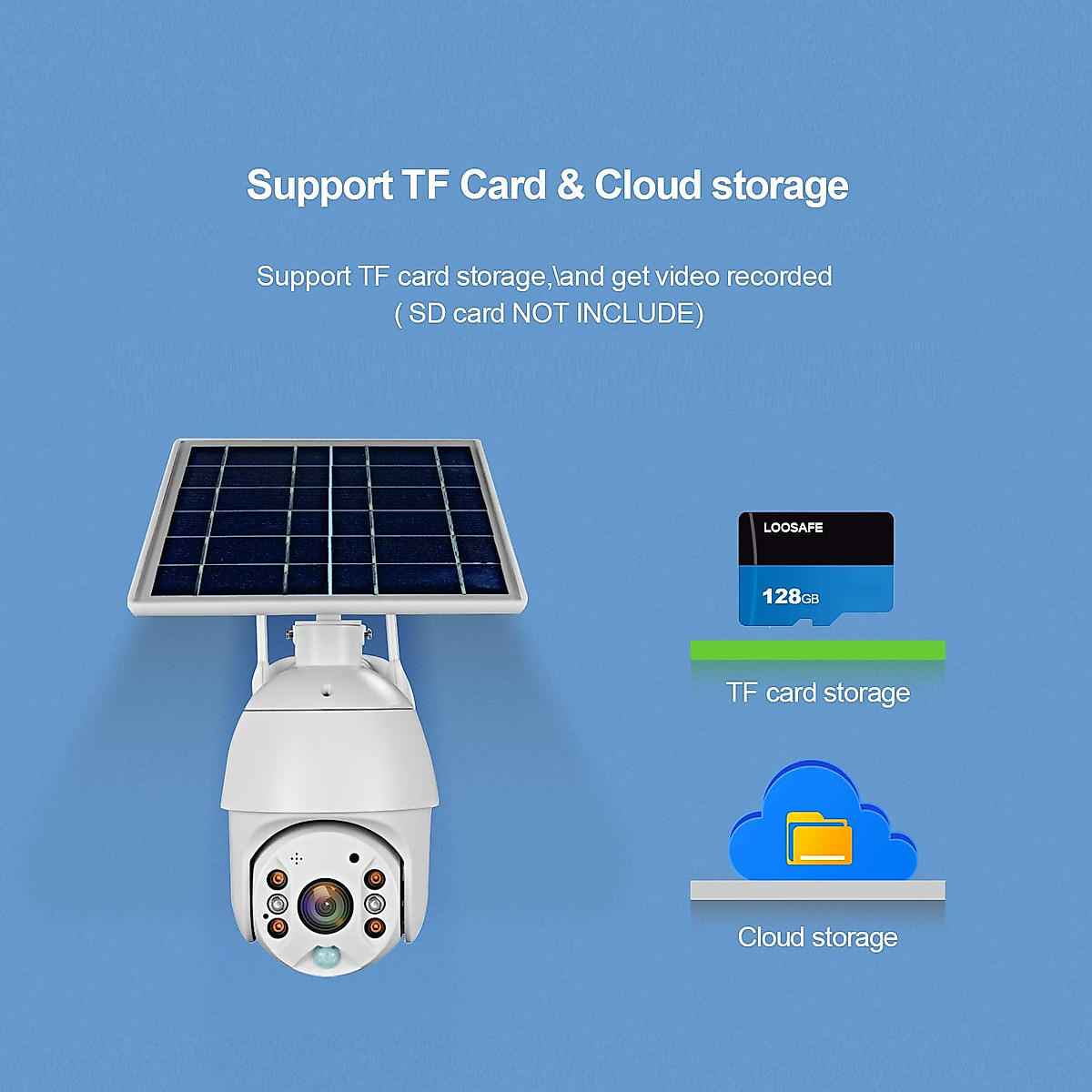 EVERSECU Wireless Solar Powered 2.4Ghz WiFi PTZ Security Camera with Rechargeable Battery Outdoor Home Surveillance, 2-Way Audio, Wire-Free Support Cloud/Local SD Storage, Outdoor Weatherproof