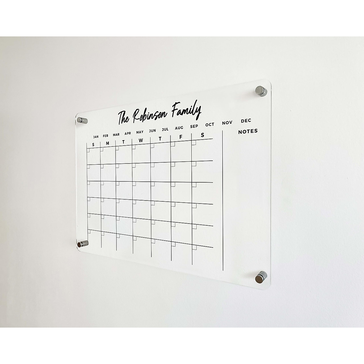 Acrylic Family Planner Wall Calendar - Personalized Calendar 2024, Dry Erase Calendar, Custom Text Blank Calendar, Transparent Calendar (18"x14", Standard Package)