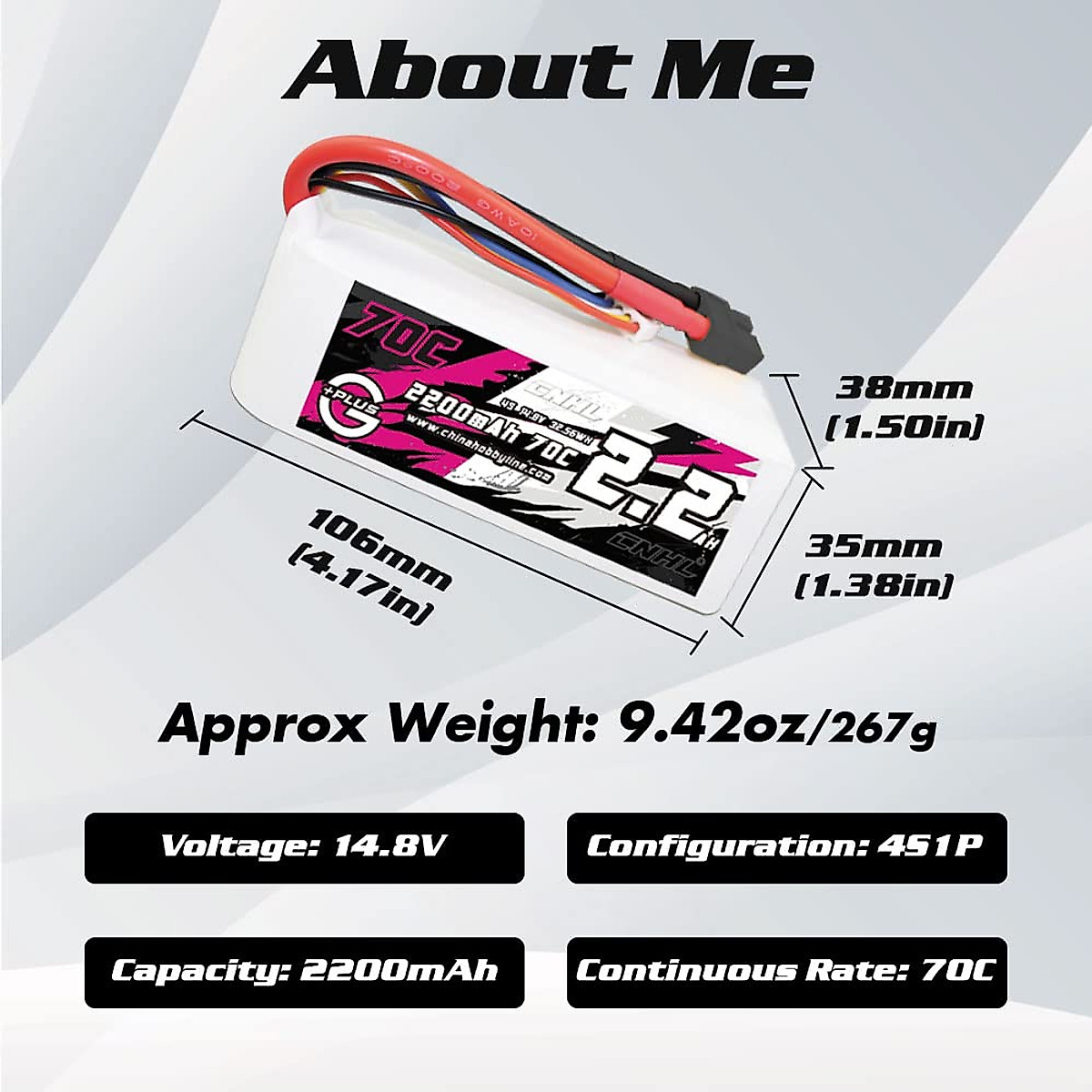 CNHL 4S Lipo Battery 2200mAh 70C 14.8V Soft Case with XT60 Plug for RC Car Airplane Truck Boat Heli Airplane Drone (2 Pack)