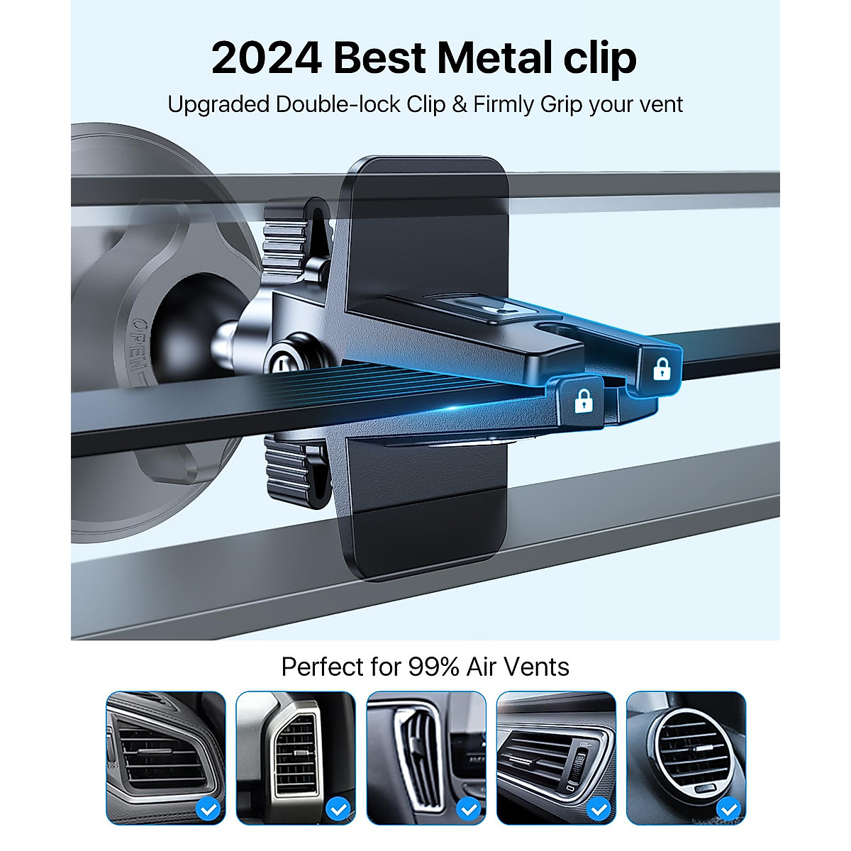 andobil Newest Magsafe Car Mount [Strongest Magnet, Military Sturdy & Never Slip] 360° Magnetic Air Vent Cell Phone Holder Car, Easy Used, Fit for iPhone 15 14 13 12 Pro Max Android Samsung S24 S23