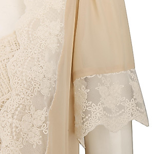 Adult Women Daisy Lace Bohemian Cardigan Summer Floral Fringe Ruffle Short Sleeve Kimono Crochet Sheer Shrug Crop Top (Beige, Medium)