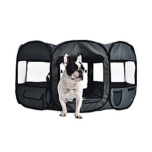 Amazon Basics Portable Soft Pet Dog Travel Playpen, Large (45 x 45 x 24 Inches), Grey