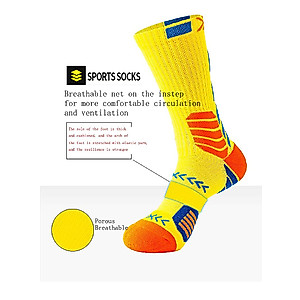 YWSLRC 5 Pairs Men's Athletic Crew Socks Performance Thick Cushioned Sport Basketball Running Training Compression Sock