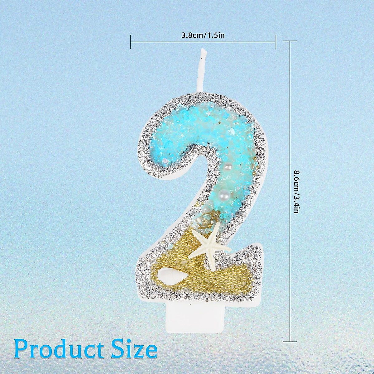 Birthday Candles Number 1 Candle, Handmade Numeral Candle Cake Topper, Perfect for Mermaid Theme Baby Shark Theme Finding Nemo Theme Birthday Party Favors Decorations