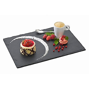 Lonovel Slate Cheese Board Natural Slate Cheese Plates for Kitchen Dining,Parties,Entertaining,8"x12" Slate Placemats Slate Serving Tray for Cake,Fruit,Biscuit,Meat,Charcuterie Slate Boards Set of 3