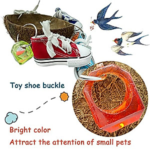 Bird Training Toys Coco Shell with Mini Sneaker Ring Chew Toy, Parrot Cage Hanging Toys for African Grey ,Cockatoo,Macaw