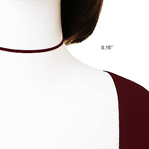 iuviwey Versatile Red Velvet Choker Set - 6-Piece Variety Pack of Adjustable Necklaces - Classic to Bold Widths for Every Style (Claret Red)