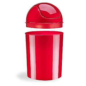 Umbra Mini Waste Can, 1-1/4 Gallon with Swing Lid (Red)