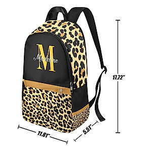 Personalized Personalized Leopard Print Casual Daypack Bag with Name Custom Backpack for Man Woman Girl Boy Gifts