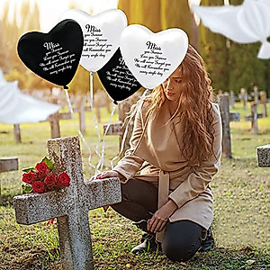 50 PCS Memorial Balloons Set with 40 PCS White and Black Memorial Balloons 8 PCS Peace Dove Balloons Pigeon Bird Balloons Funeral Remembrance Balloons 2 Rolls of Ribbons