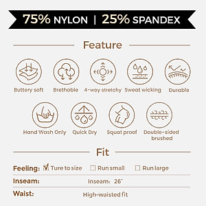 Aoxjox High Waisted Workout Leggings for Women Scrunch Tummy Control Luna Buttery Soft Yoga Pants 26" (Black, Small)