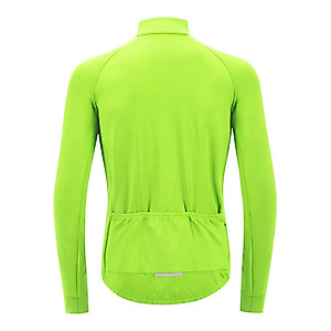 WOSAWE Men's Thermal Fleece Cycling Jacket Winter Biking Jersey Long Sleeves Reflective Bike Outfit, Green XL