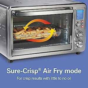 Hamilton Beach 6-in-1 Sure Crisp Air Fryer Toaster Oven Combo & Electric Indoor Grill, 450 F Searing Temp, Bake, Broil, Toast and Pizza Function, .88 cu. ft., 6 Slice Capacity, Stainless Steel (31395)