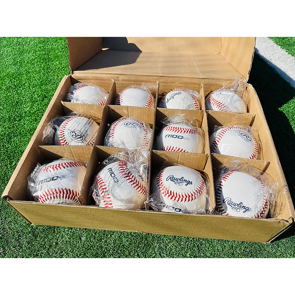 Rawlings | R100-P Practice Baseballs | Collegiate | High School | Youth | Box of 12,White