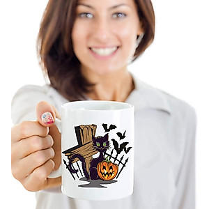 LDSINC Halloween Coffee Mug 2022 Ceramic Tea Mugs,Bell Tower and Flying Bat Mug,Halloween Mugs Best Gift For Boyfriend, Girlfriend, Dad, Mom, Children, 11oz (325ML) (Halloween 2)
