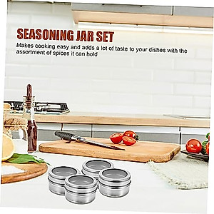 INOOMP 4pcs Stainless Steel Seasoning Jar Dispenser Container Magnetic Container Metal Container Metal Seasoning Shakers Rub Container Tins Stainless Steel Shaker Pepper Shakers Sugar Jar