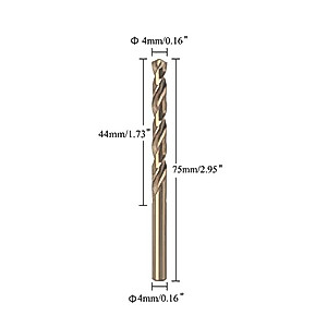 TA-VIGOR 5pcs 4mm Straight Shank Twist Drill Bit, High Speed Steel M35 Cobalt Twist Drill Bit with 4mm Shank for Drilling Stainless Steel Metal Plastic Wood