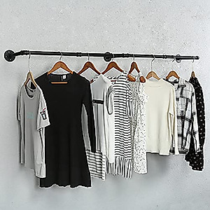 72inch Industrial Pipe Clothes Rack Wall Mount For Hanging Rod Bar for Laundry Room Up to Max Load 135Lb Black (72inch(1 Pack))