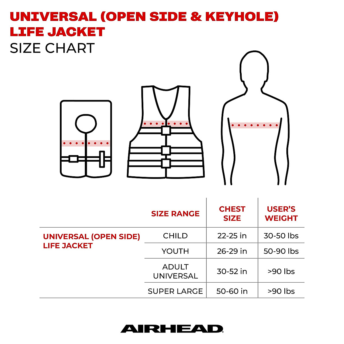 Airhead Adult Type II Life Jacket | US Coast Guard Approved | Comfortable Universal Fit, Boating Safety Compliant | Orange