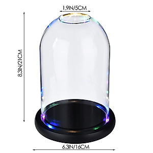 CREATIVECHEF Cocktail Smoker Kit for Glass Dome 5.1" x 7.9“ With Color LED Wooden Base, Cocktails Smoke Infuser Accessory, Smoking Cloche for Drinks