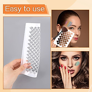 5Pcs Fish Scale Stencil, Face Painting Stencils Stencils for Painting Makeup Stencil Face Paint Stencils Reusable Fish Scale Template Large Plastic Scale Wall Stencil for Painting on Wall Face Body