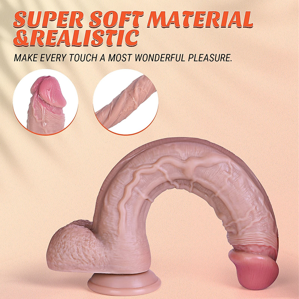 12 inch Dildo Realistic Huge Thick Anal Penis with Suction Cup, Adult and Gay for Silicone Sex Toys，Soft Thrusting Dildos for Women & Men