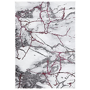 SAFAVIEH Craft Collection 5'3" x 7'6" Grey / Wine CFT877S Modern Abstract Non-Shedding Living Room Bedroom Dining Home Office Area Rug