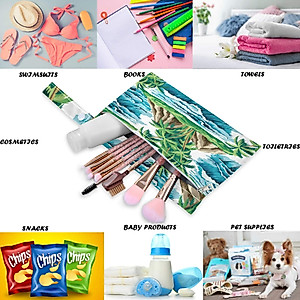 visesunny Coconut Tree Island Blue Sea 2Pcs Wet Bag with Zippered Pockets Washable Reusable Roomy for Travel,Beach,Pool,Daycare,Stroller,Diapers,Dirty Gym Clothes, Wet Swimsuits, Toiletries