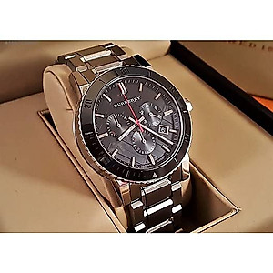 Burberry TOP Luxury Watch Chronograph Men The City Stainless Steel Black Ceramic Bezel Date Dial BU9380